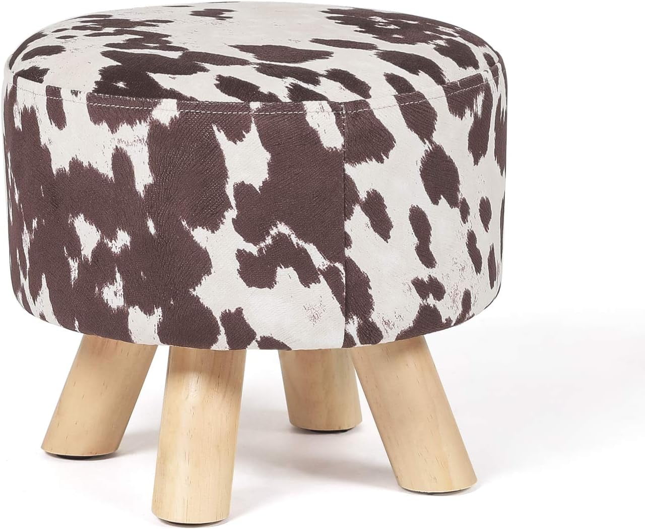 Round Ottoman Foot Rest Stool Modern Small Footstools with Linen Fabric ...