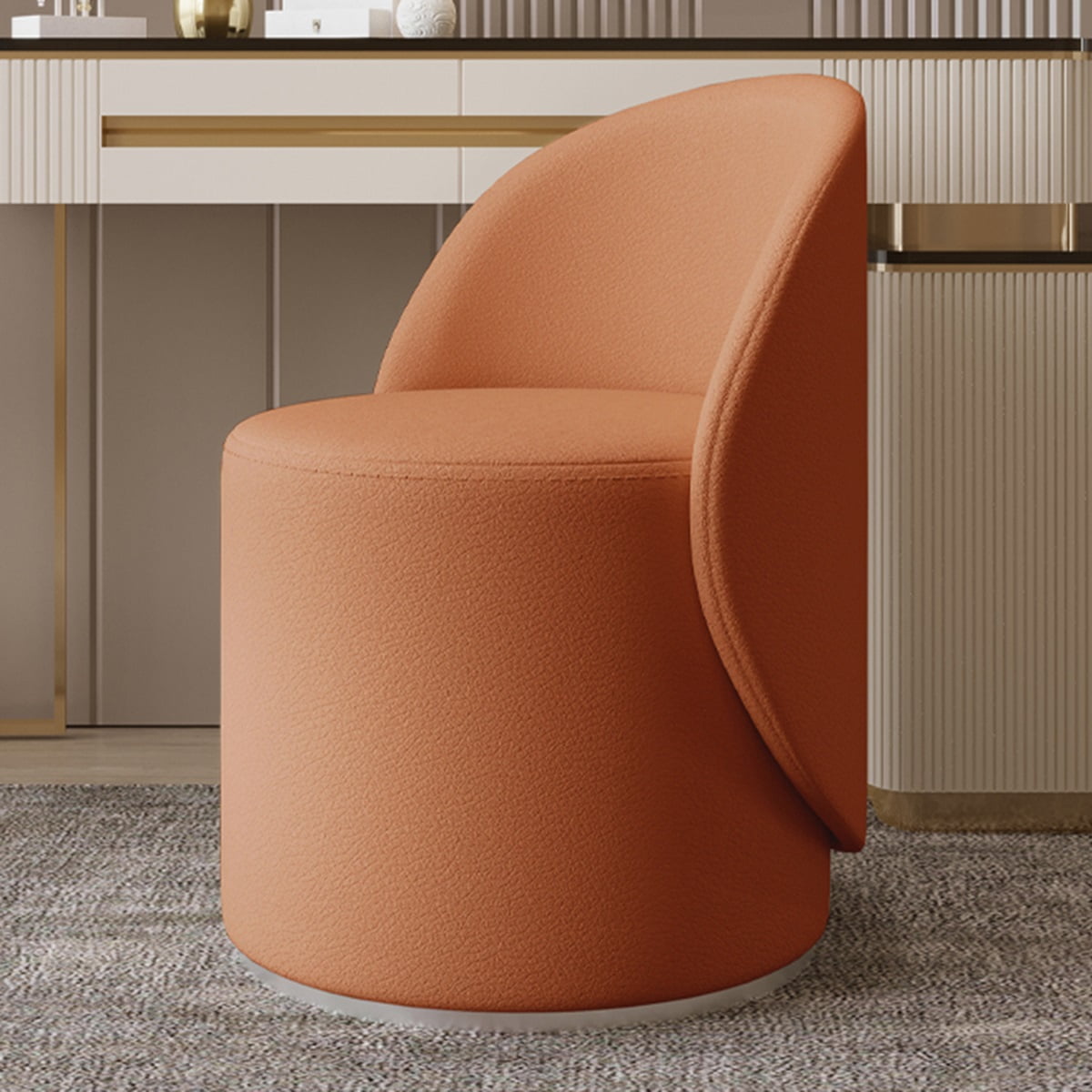 Round Ottoman Foot Stool Leather Footrest For Couch, 360° Rotation ...