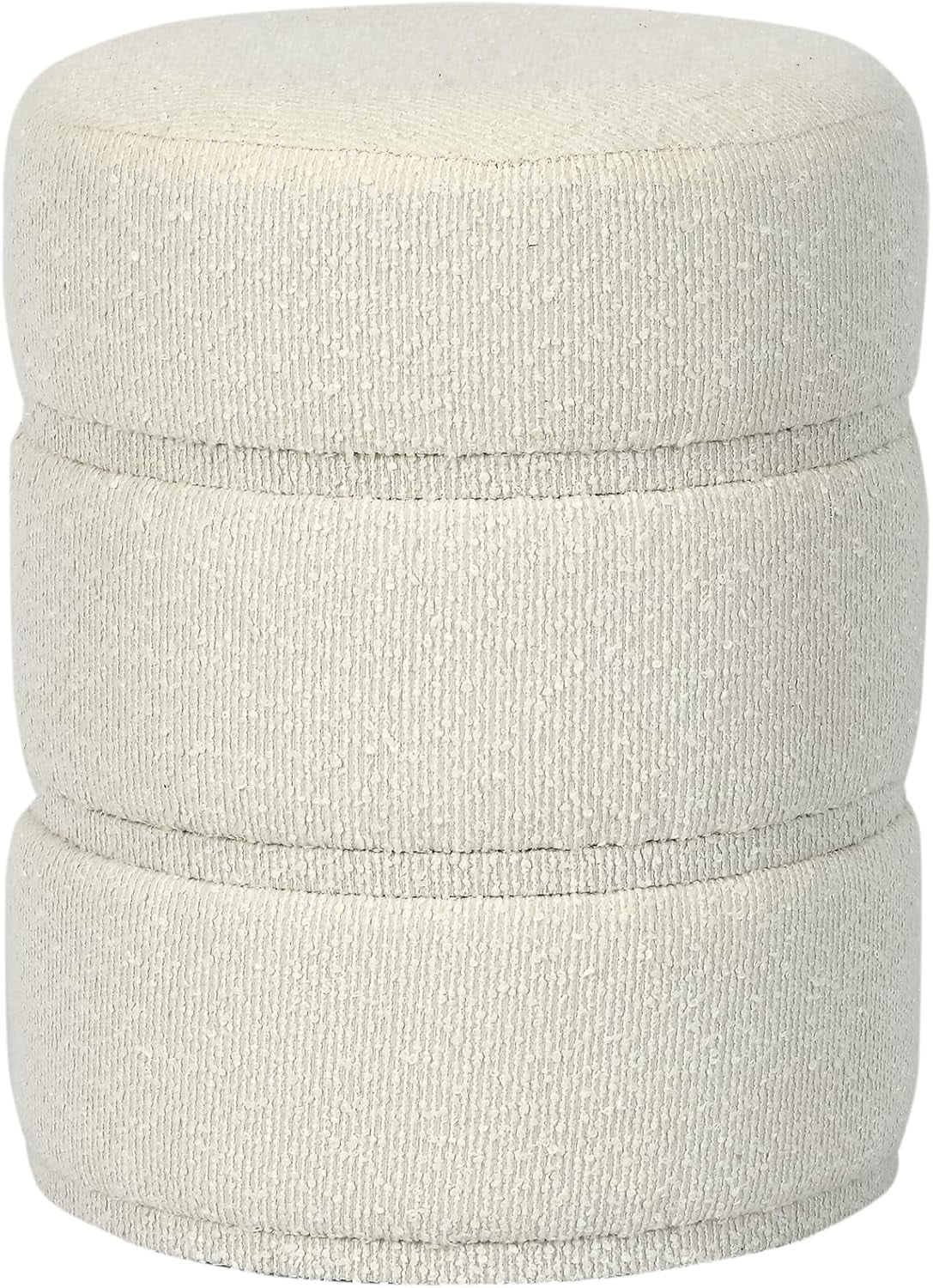 Round Ottoman, Modern Linen Fabric Upholstered Circle Small Pouf ...