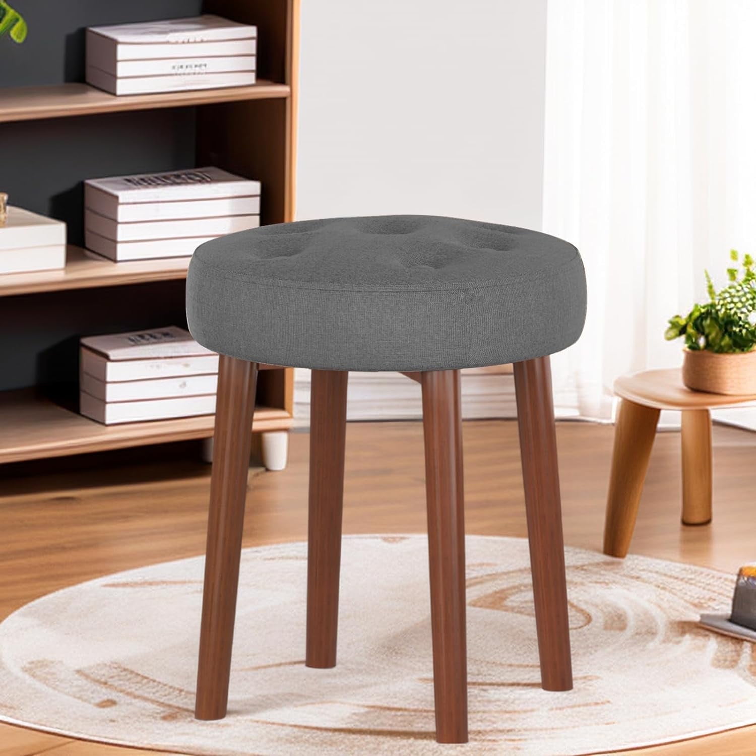 Round Ottoman, Multifunctional Vanity Stool Velvet Round Ottoman Modern ...
