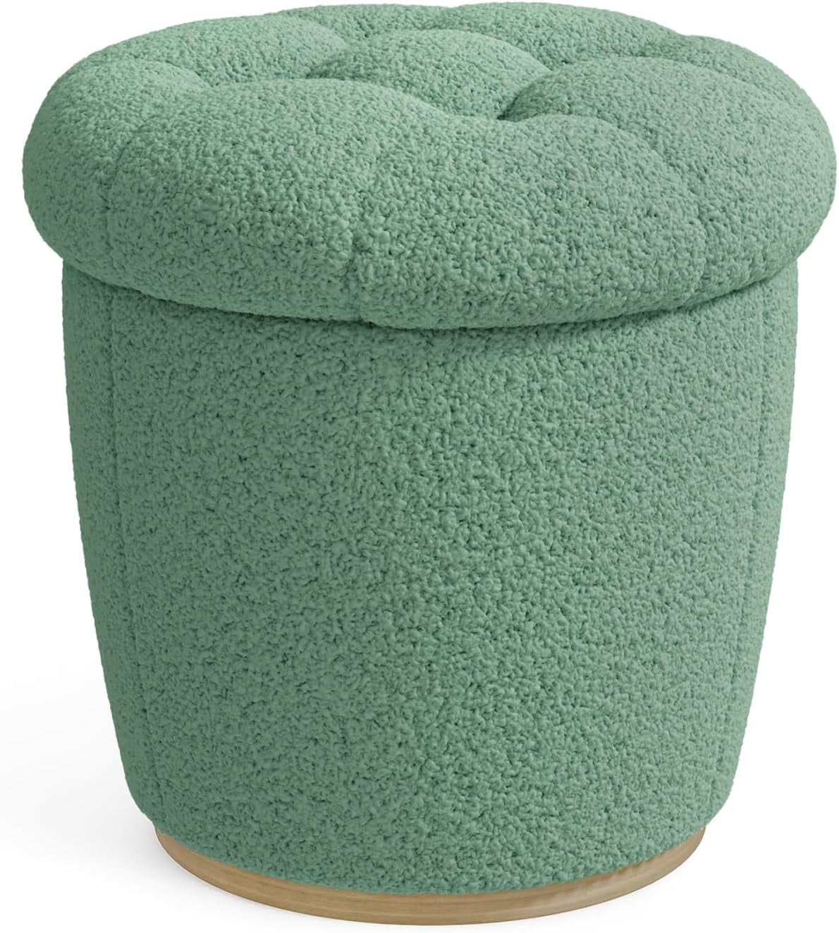 Round Ottoman with Storage, Sherpa Vanity Stool, 18.5" Small Ottoman ...