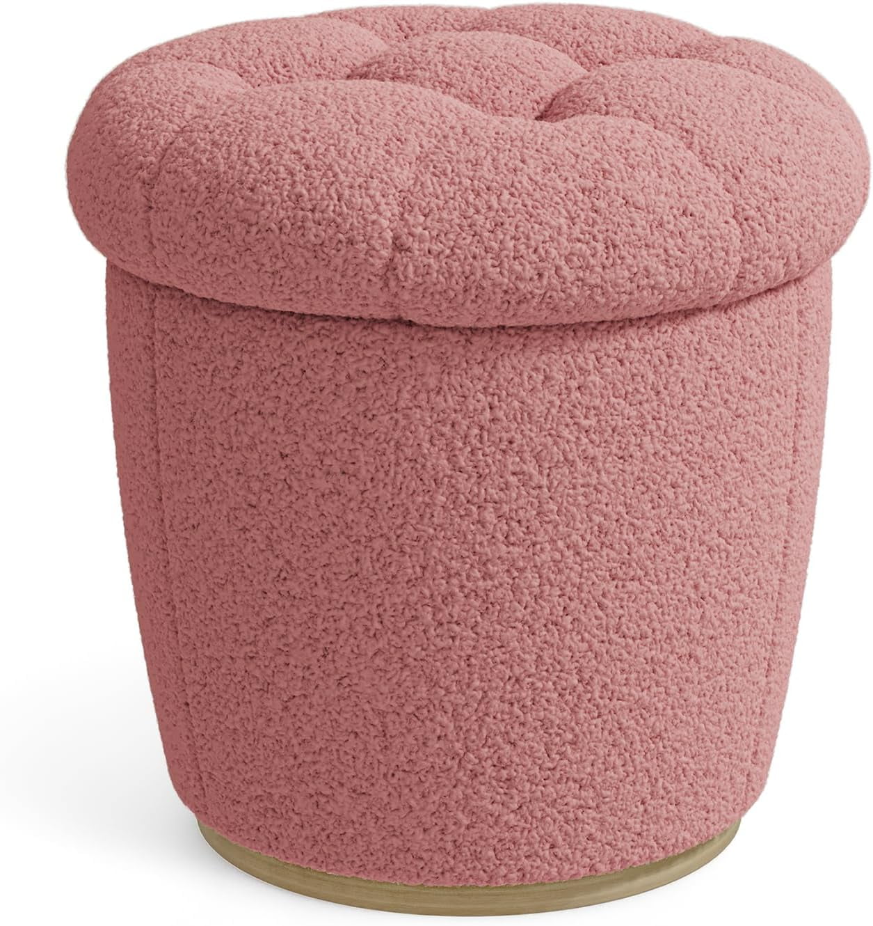 Round Ottoman with Storage, Sherpa Vanity Stool, 18.5" Small Ottoman ...