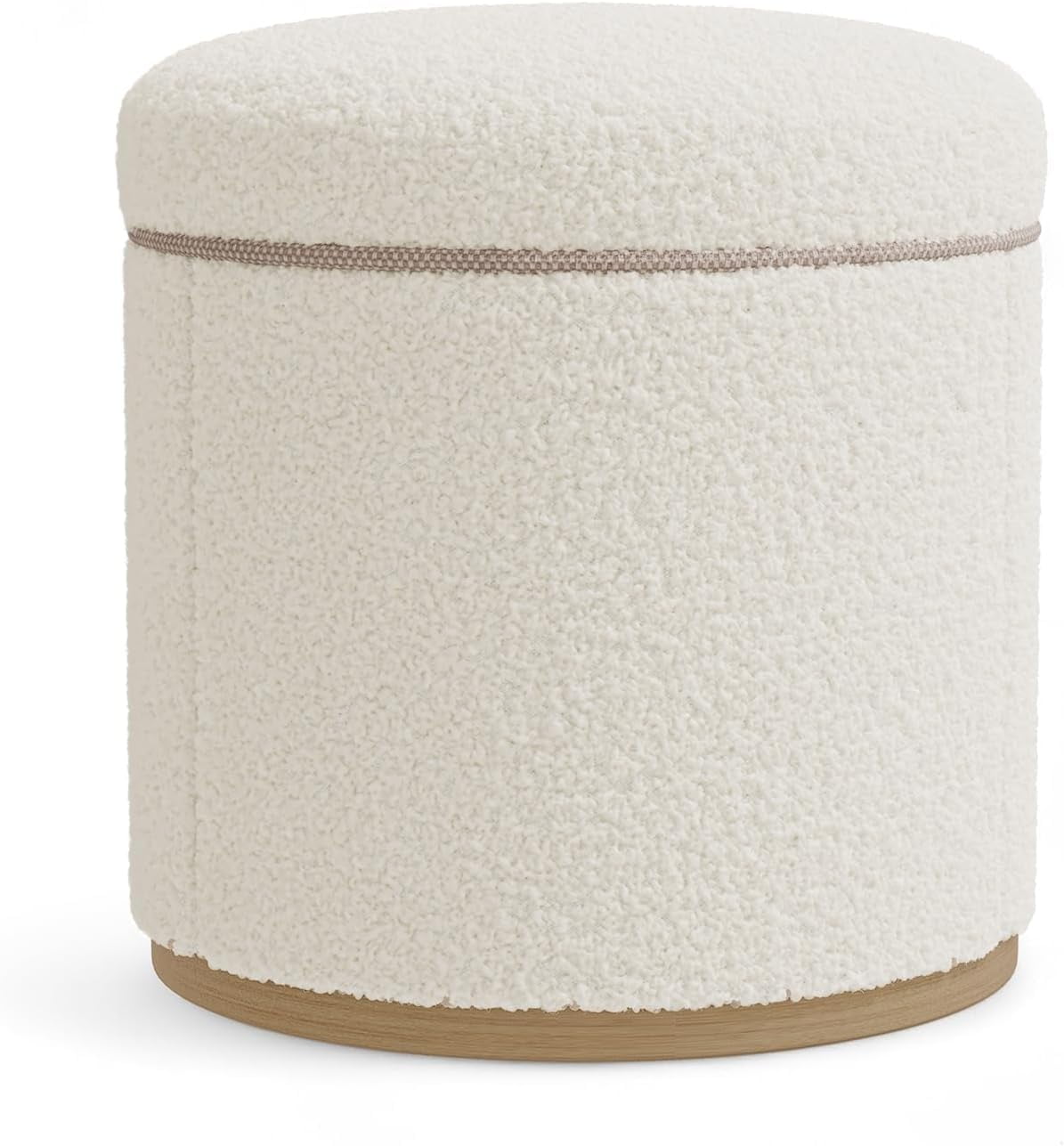 Round Ottoman with Storage, Small Ottoman Foot Rest, Footstool, Boucle ...