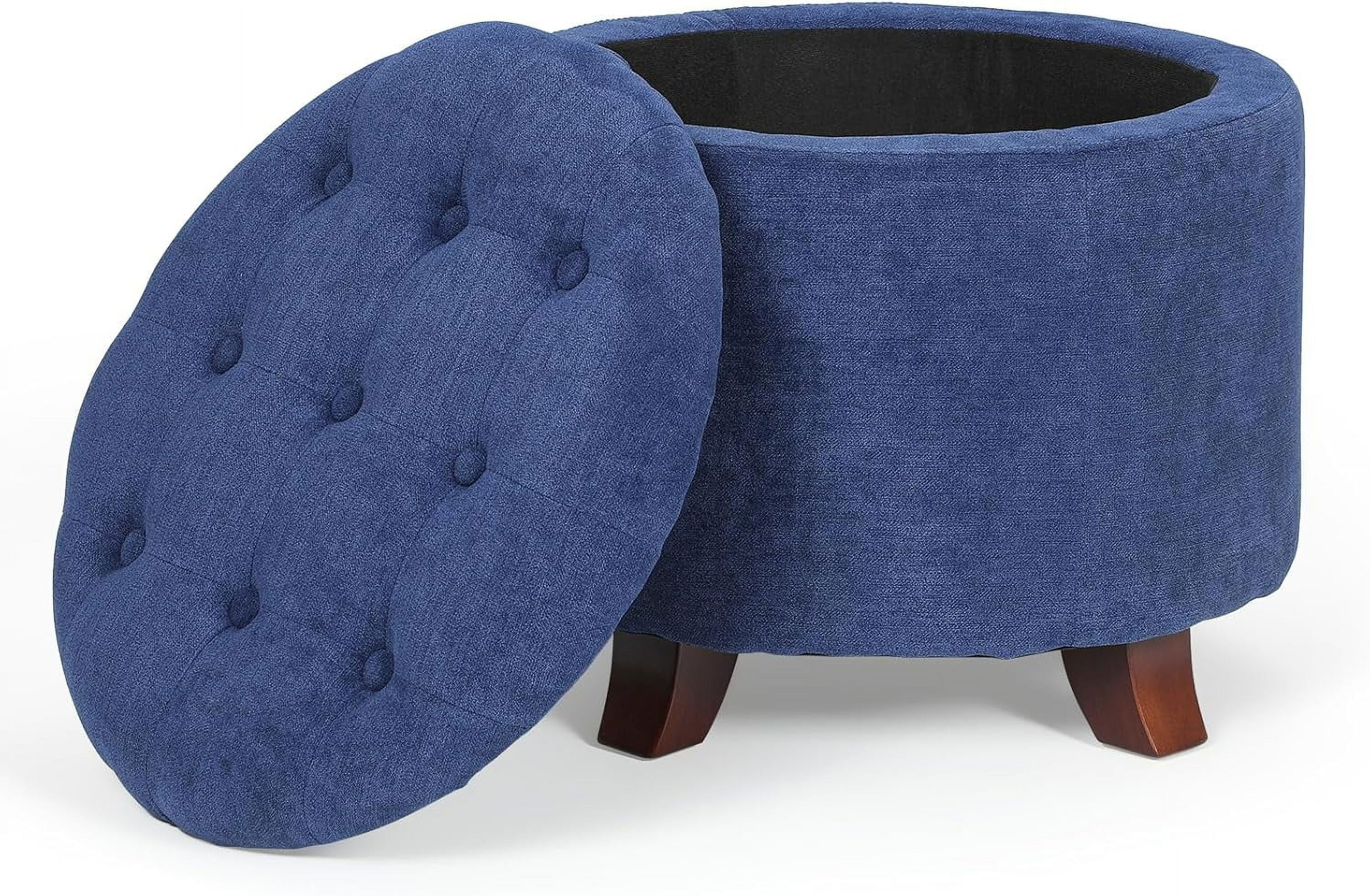 Round Ottoman with Storage, Small Foot Rest Stool with Legs, 20 Dia. x ...