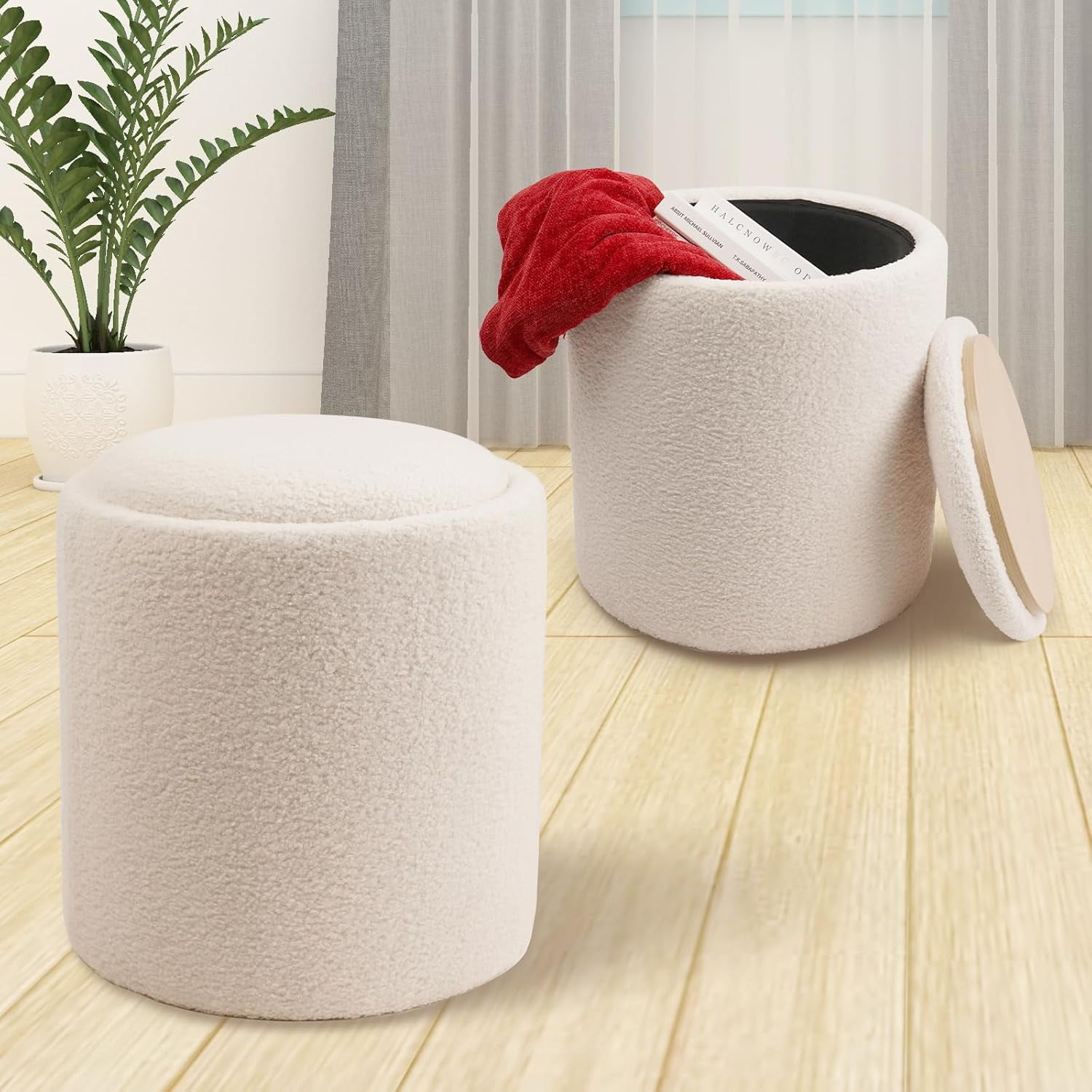 Small Foot Storage Ottoman with Removable Lid, Velvet Upholstered ...