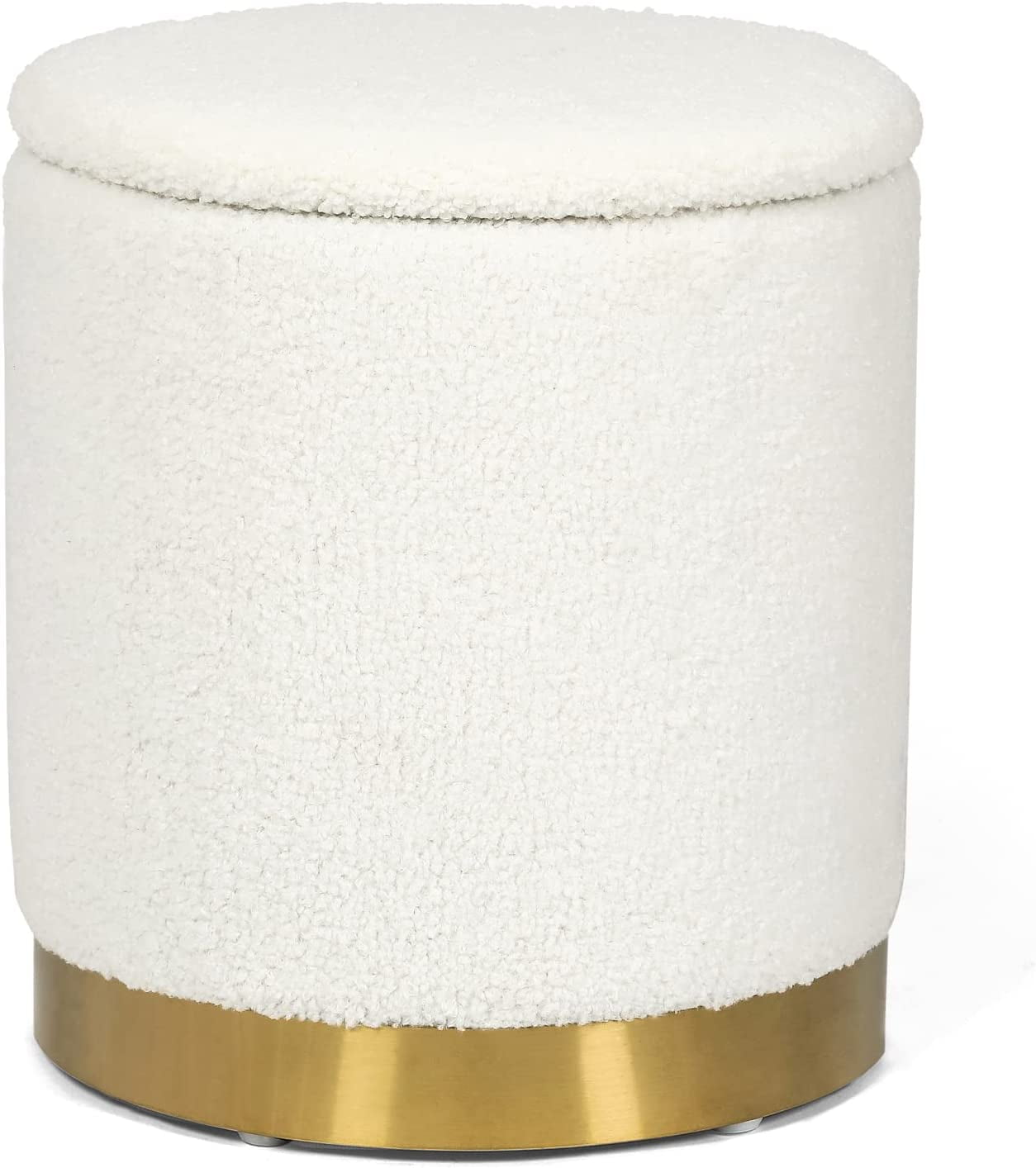 Round Ottoman with Storage, Small Vanity Stool with Storage, Teddy ...