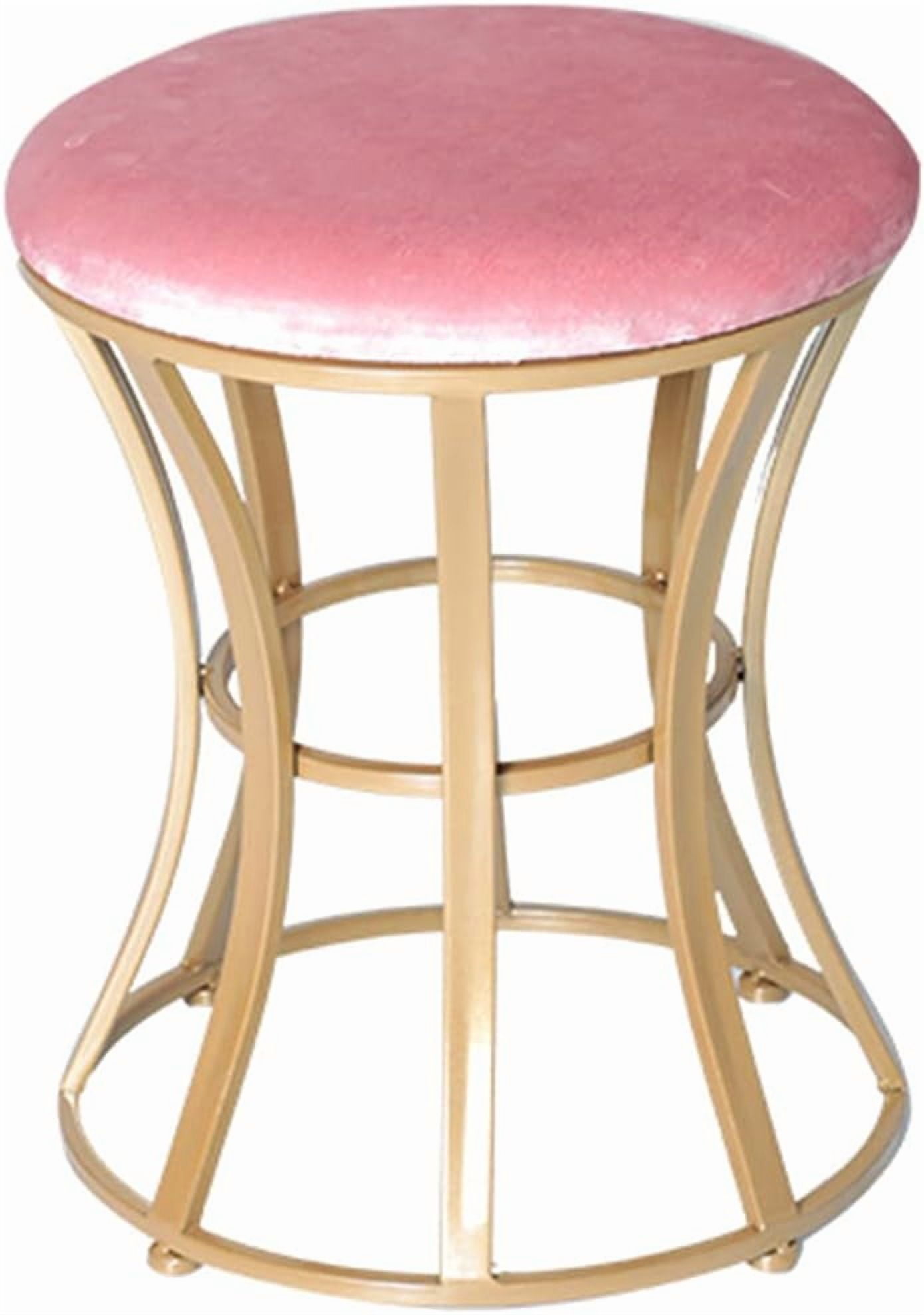 Round Ottoman Velvet Upholstered Foot Rest Stool Vanity Stool Chair ...