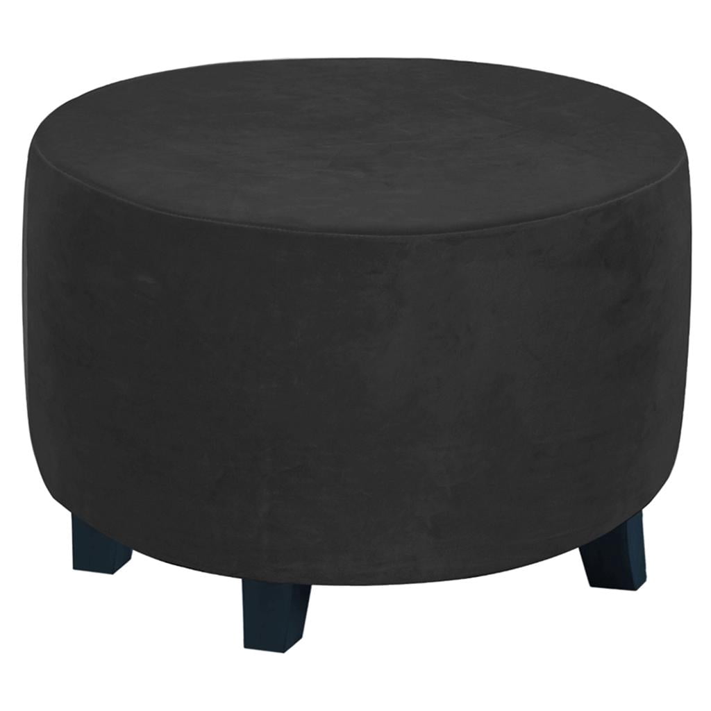 Small Storage Slipcover Footstool, Round Ottoman Cover for Diameter 48 ...