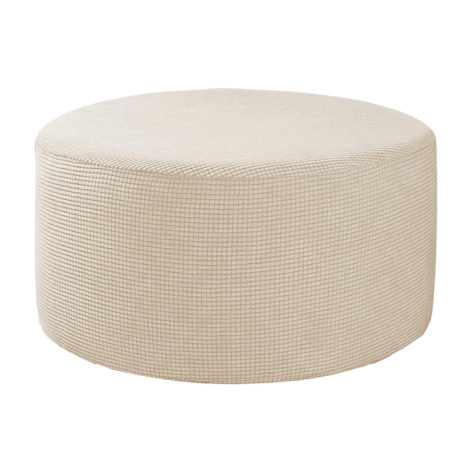Round Ottoman cover Footstool Covers Stool Ottoman Covers Beige ...