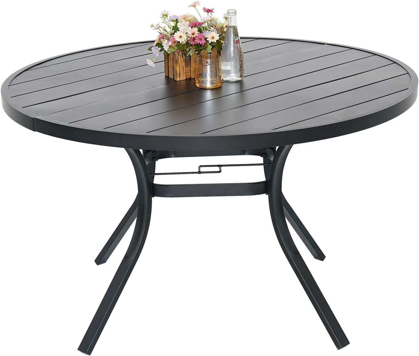 Round Outdoor Dining Table, 48-inch All-Weather Patio Table with ...