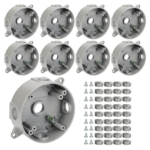 Round Outdoor Electrical Box,Five 0.5” Hole Round Junction Box,Aluminum ...