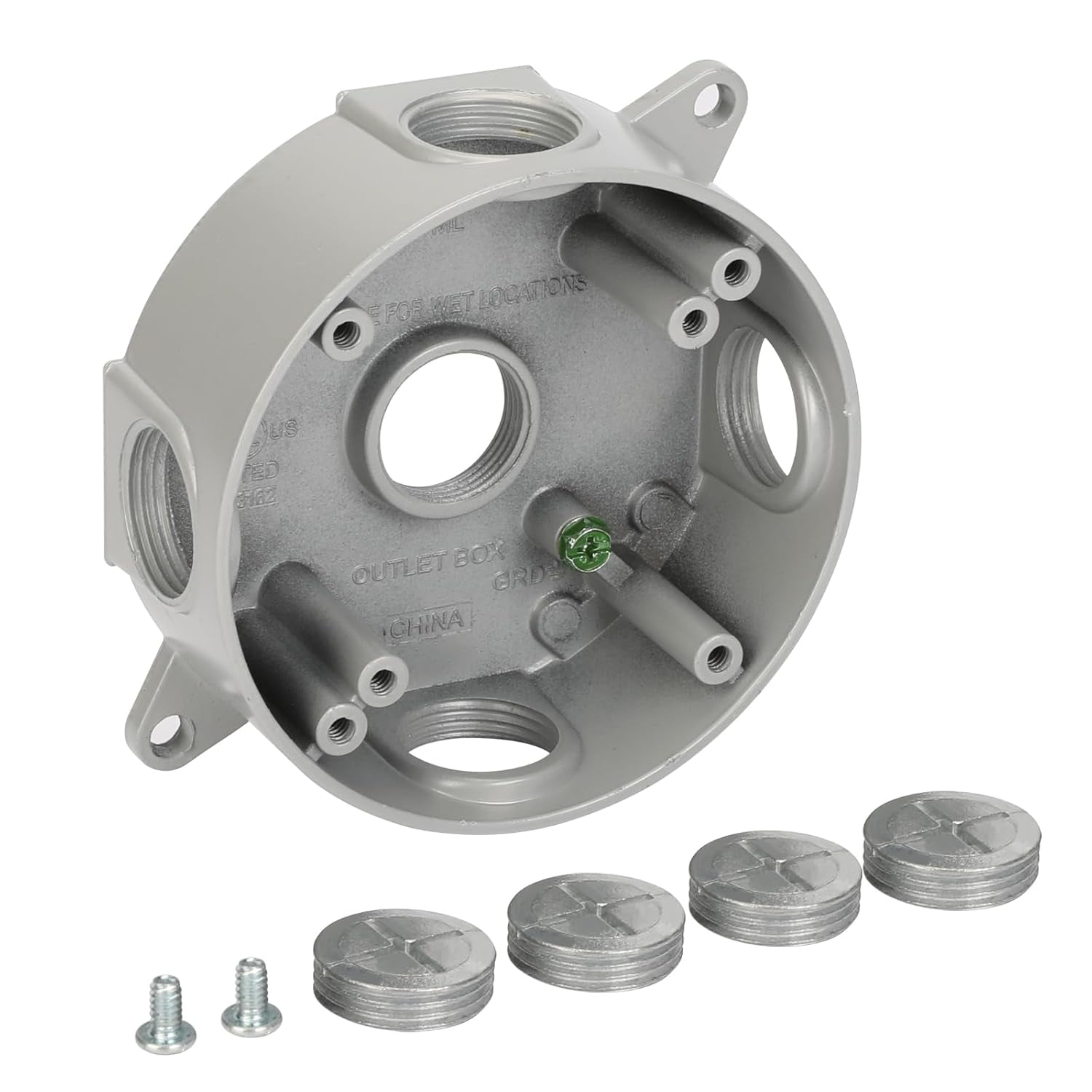 Round Outdoor Electrical Box,Five 0.75”Hole Round Junction Box,Aluminum ...