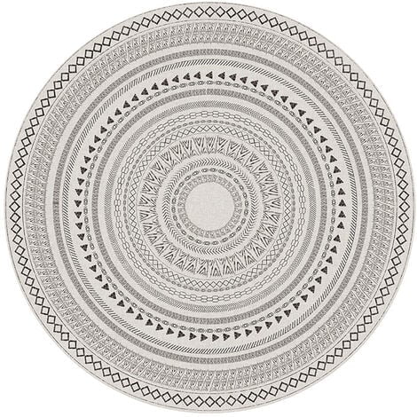 Round Outdoor Rug Balcony Terrace, Modern Ethnic Design Kitchen Rug ...