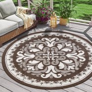 Findosom 6ft Round Outdoor Rug, Reversible Boho RV Mat, Waterproof ...