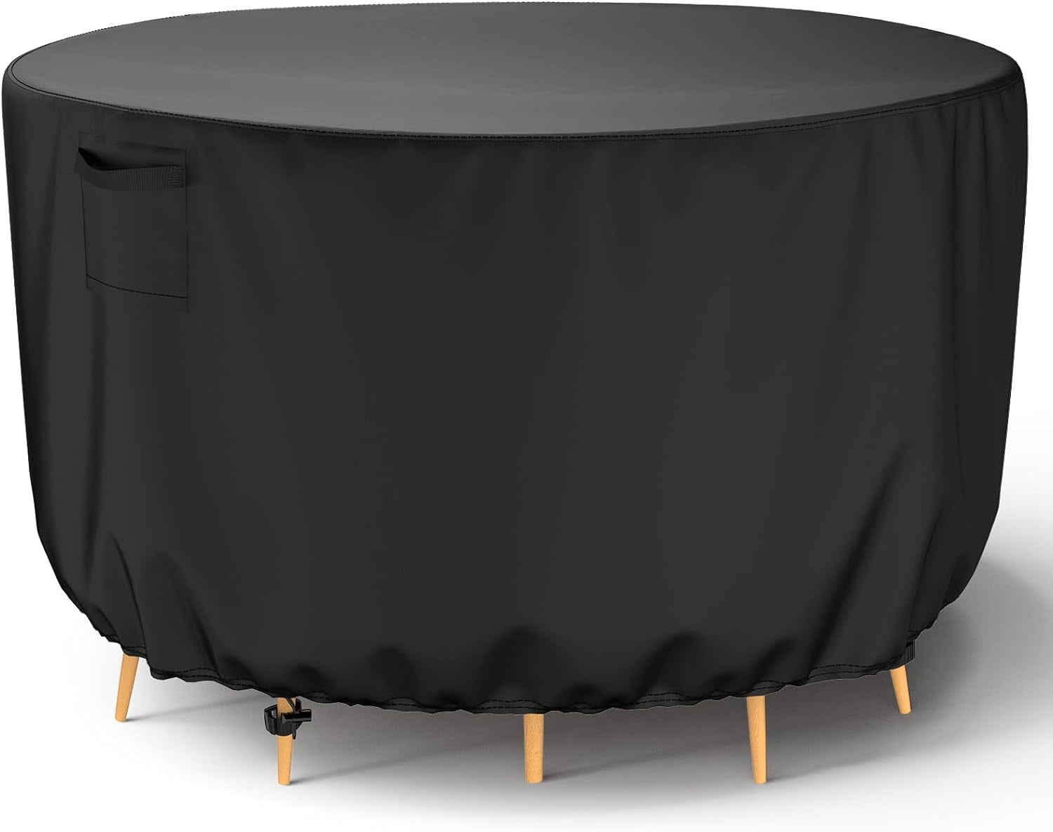 Round Outdoor Table Cover, 600D Heavy-Duty Waterproof Patio Furniture ...