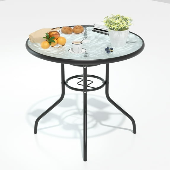 Round Outdoor Table, Small Patio Table, Patio Table With Umbrella Hole ...