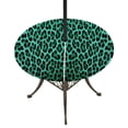 Round Outdoor Tablecloth with Umbrella Hole and Zipper, Green Leopard ...