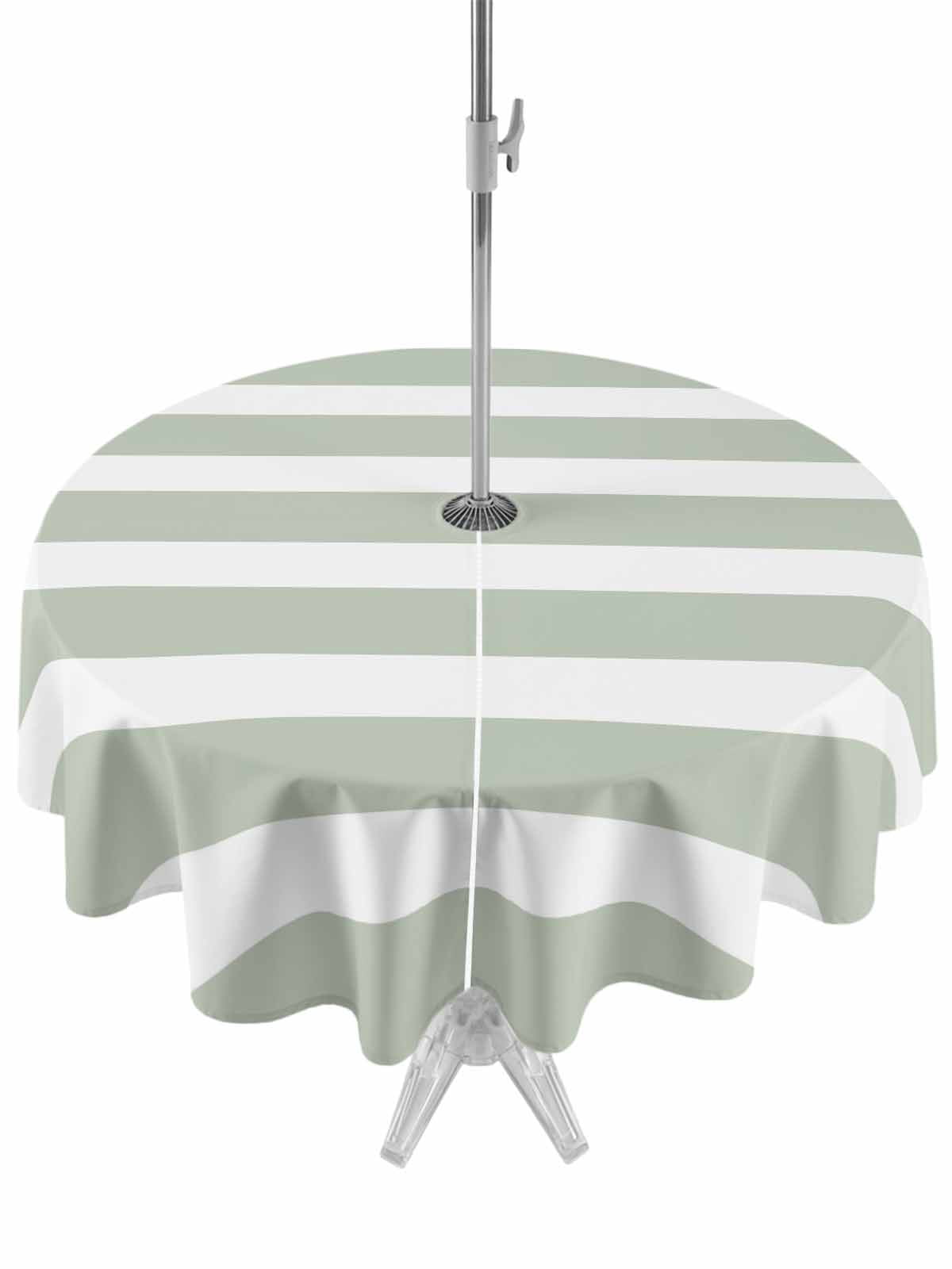Round Outdoor Tablecloth with Umbrella Hole and Zipper, Light Green ...