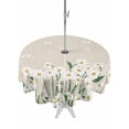 Round Outdoor Tablecloth with Umbrella Hole and Zipper, Spring White ...
