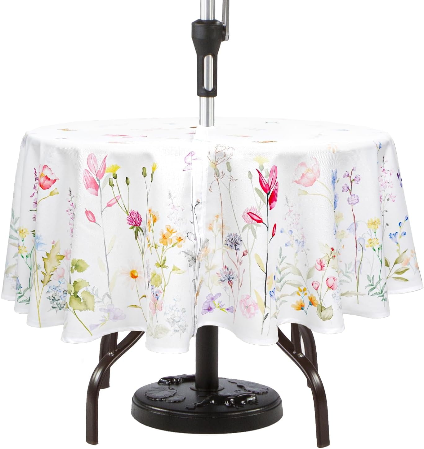 Round Outdoor Tablecloth with Umbrella Hole Umbrella Tablecloth Patio ...