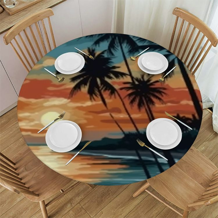 () Round Outdoor Tablecloth with Zipper Elastic Outdoor Table Cover ...