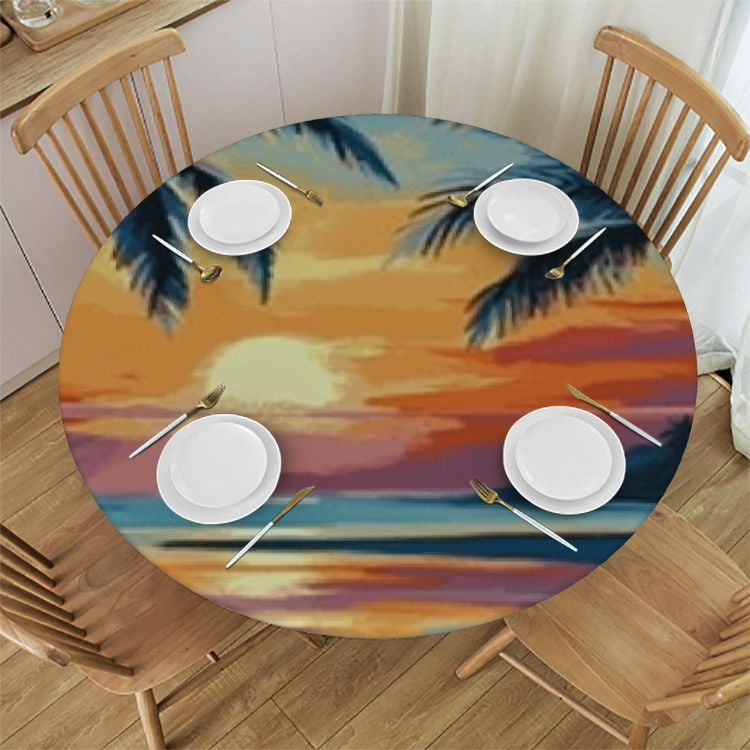 () Round Outdoor Tablecloth with Zipper Elastic Outdoor Table Cover ...