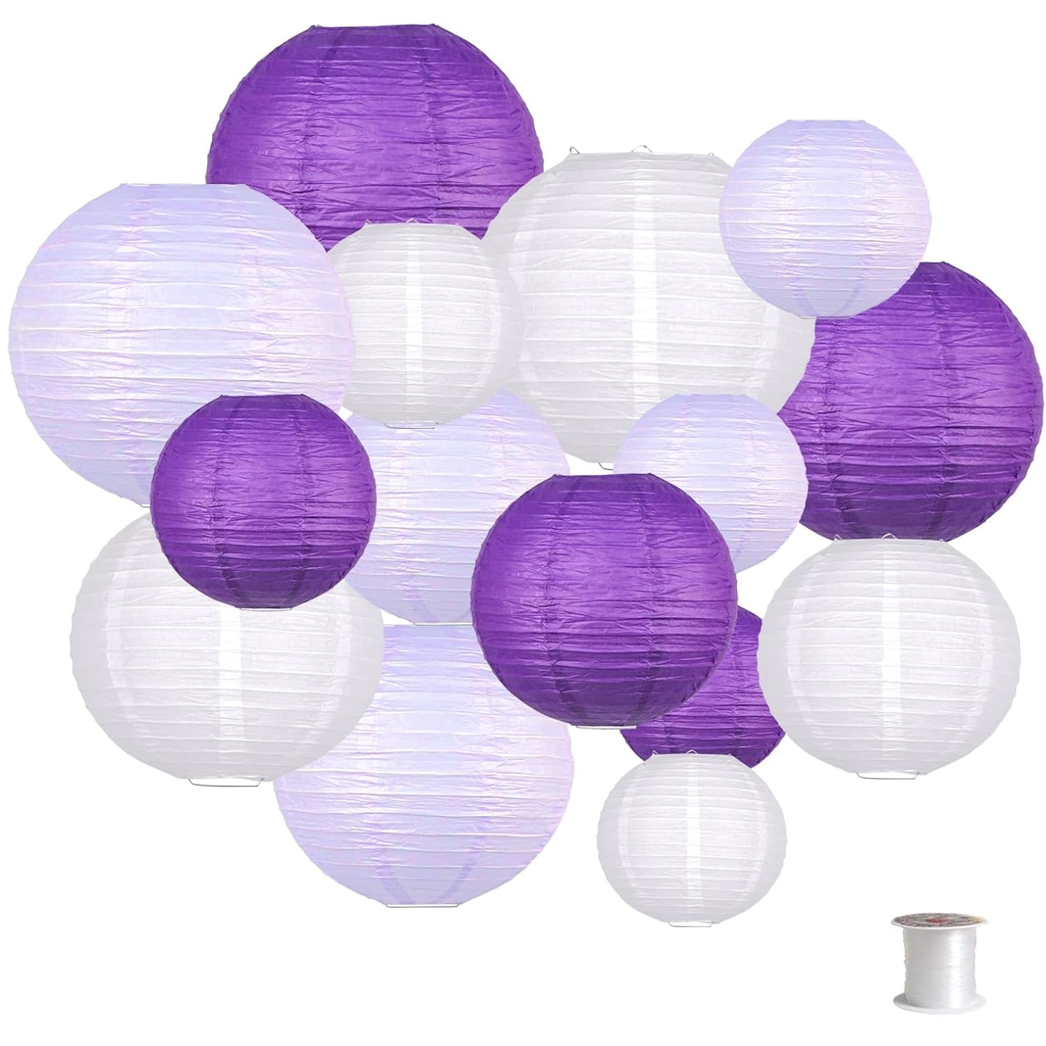 Round Paper Lantern, 15pcs Paper Lanterns Decorative with String ...