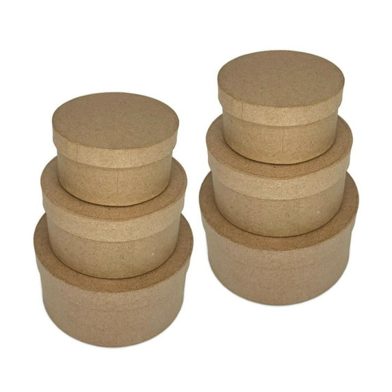 Round Paper Mache Nesting Boxes – Small Set of 6 Paper Mache Boxes with ...