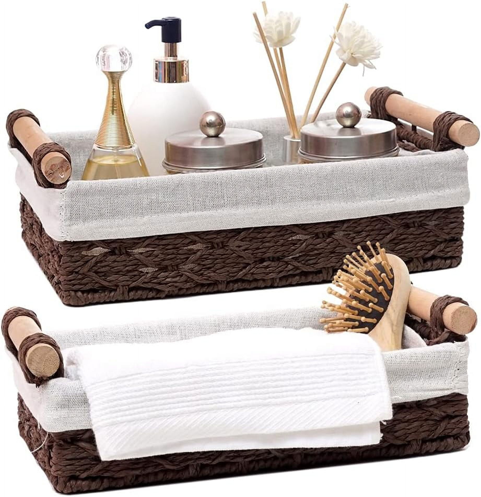 LTONLINE Handwoven Round Paper Rope Wicker Baskets - Small Storage ...