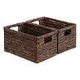 Round Paper Rope Storage Baskets, Rectangular Wicker Baskets with Built ...