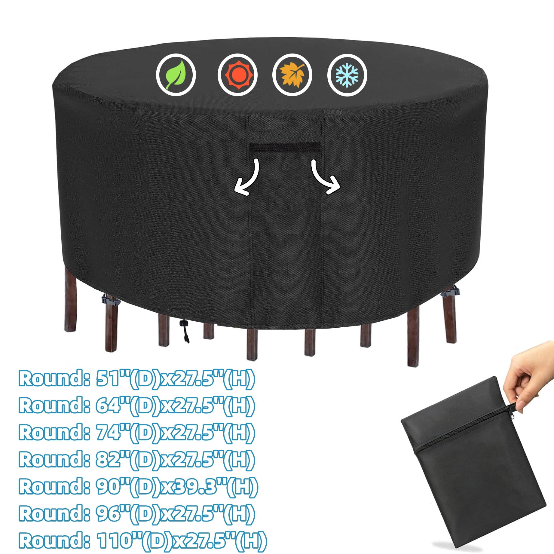 Round Patio Furniture Covers, 74" Dia Outdoor Furniture Covers ...