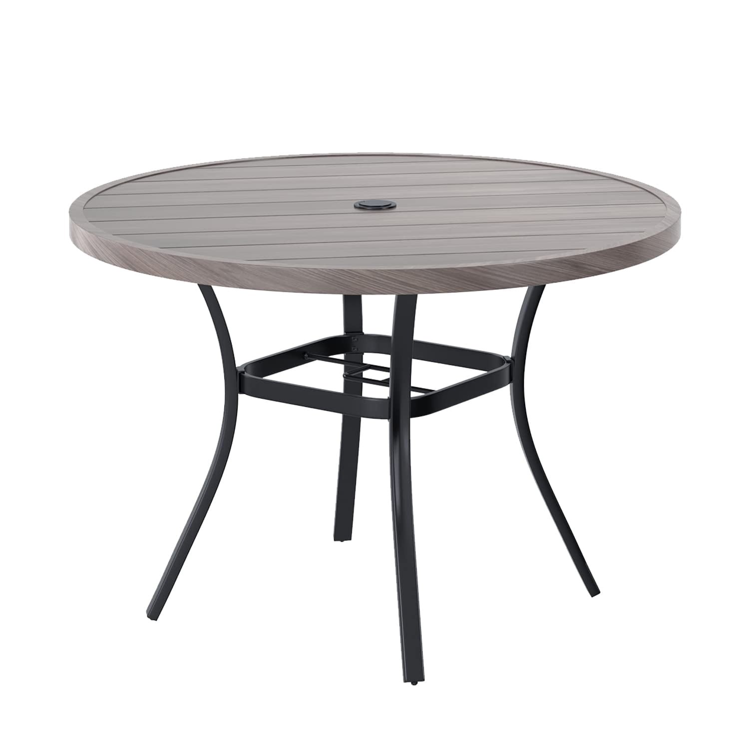 Round Patio Table with Adjustable Umbrella Hole, All Weather Outdoor ...