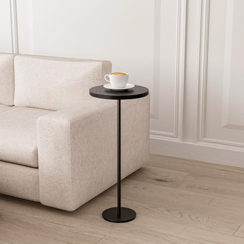 Round Pedestal Table Upgraded Side Table Black Drink Table with ...