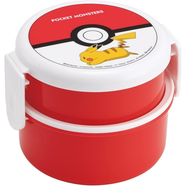 Round Pikachu Pocket Monsters Lunch Box, 16.9 fl oz (500 ml), With Fork ...