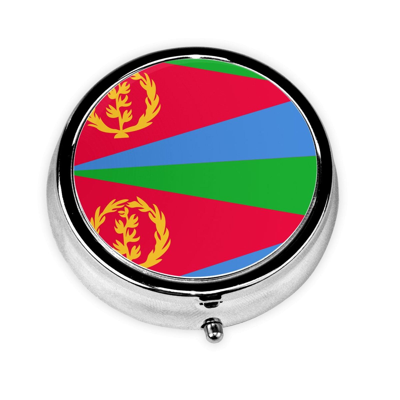 Round Pill Box 3 Compartment Medicine Pill Case Eritrea Flag Portable ...