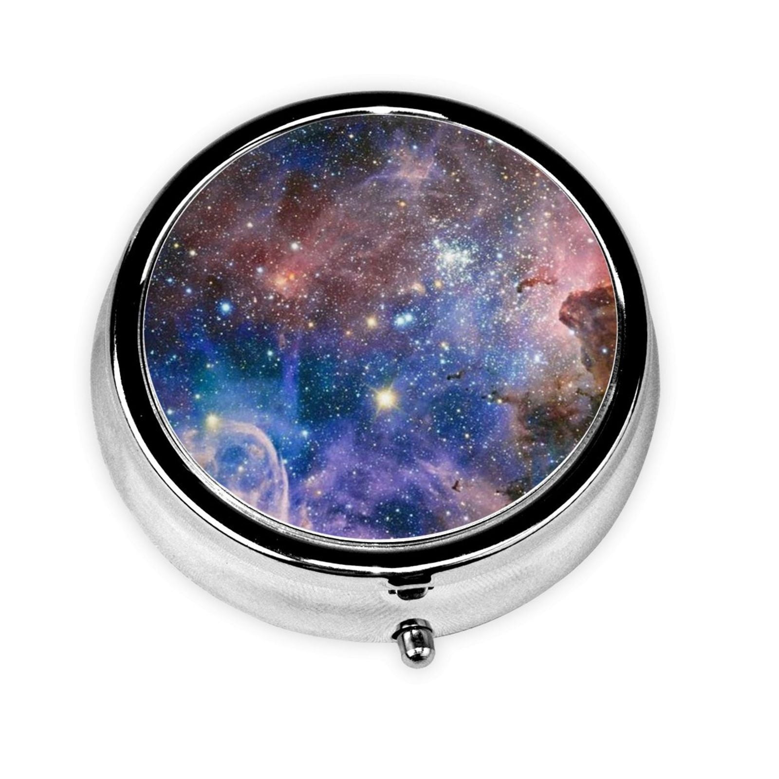 Round Pill Box 3 Compartment Medicine Pill Case Nebula Portable Pill ...
