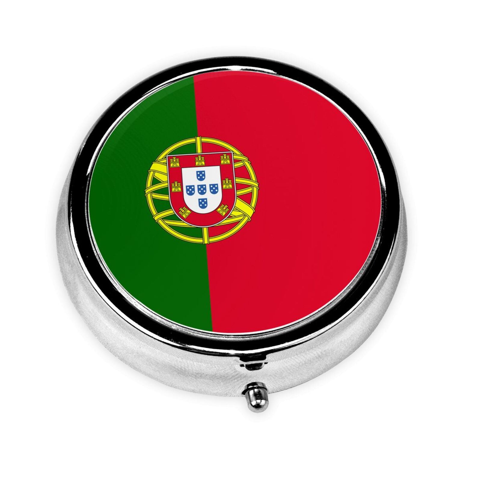 Round Pill Box 3 Compartment Medicine Pill Case Portugal Flag Portable ...