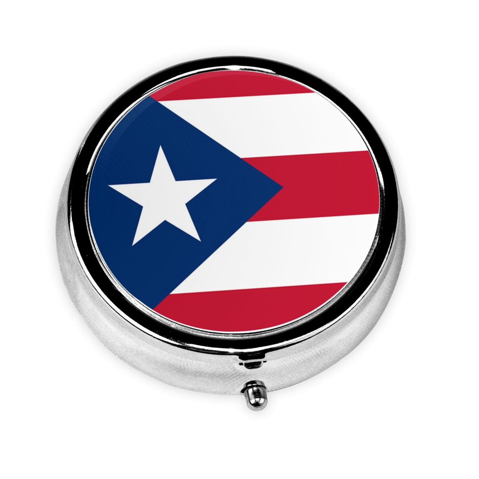Round Pill Box 3 Compartment Medicine Pill Case Puerto-Rico Flag ...