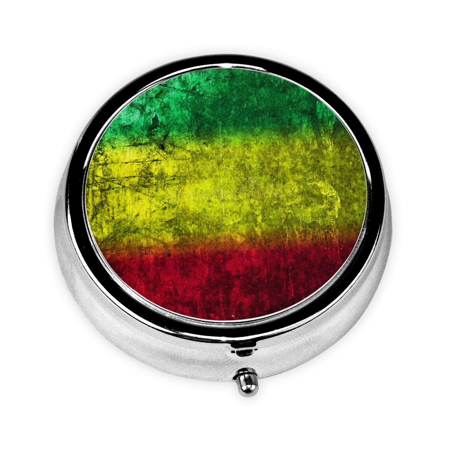 Round Pill Box 3 Compartment Medicine Pill Case Reggae-Rastafarian-Flag ...