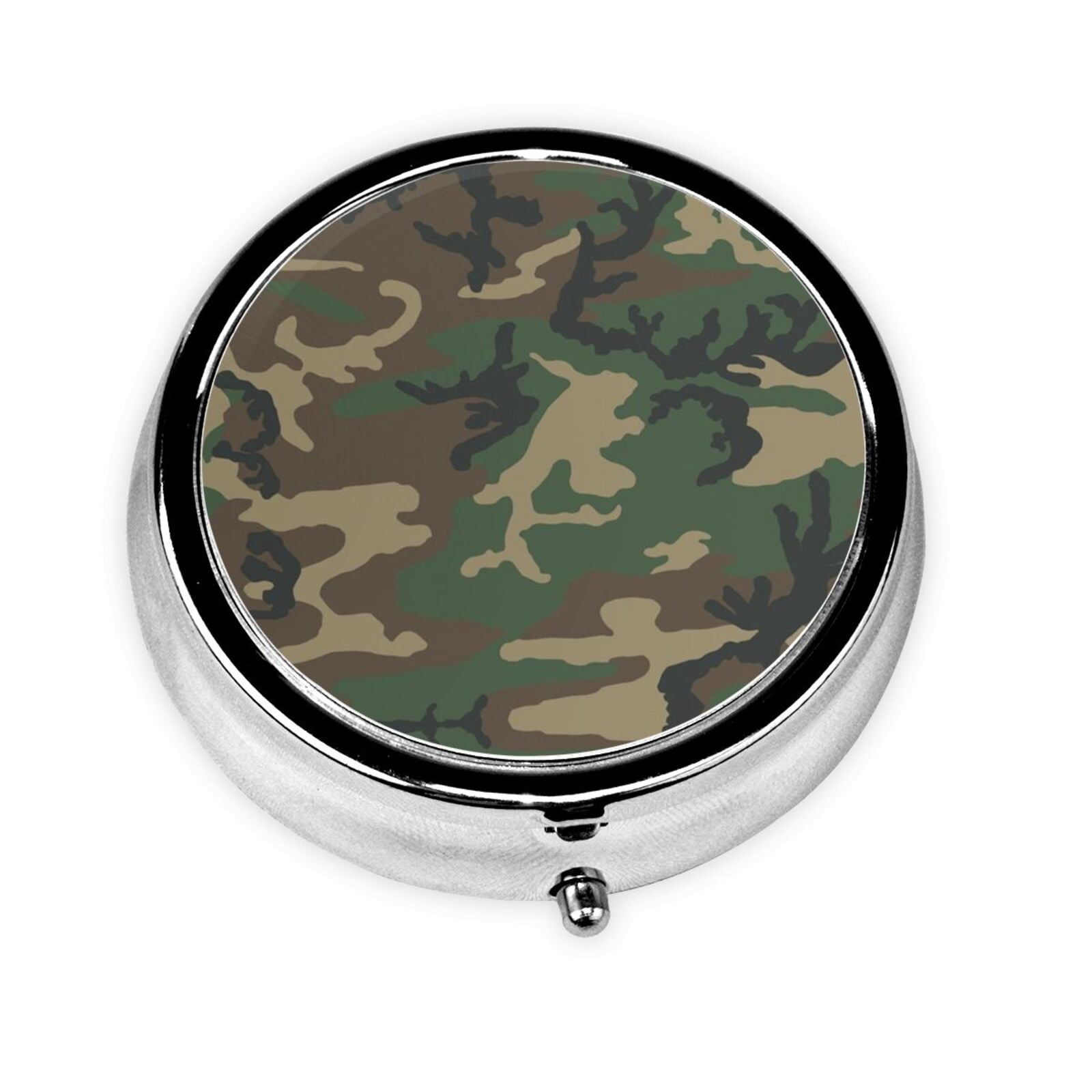Round Pill Box 3 Compartment Medicine Pill Case Retro Camouflage ...