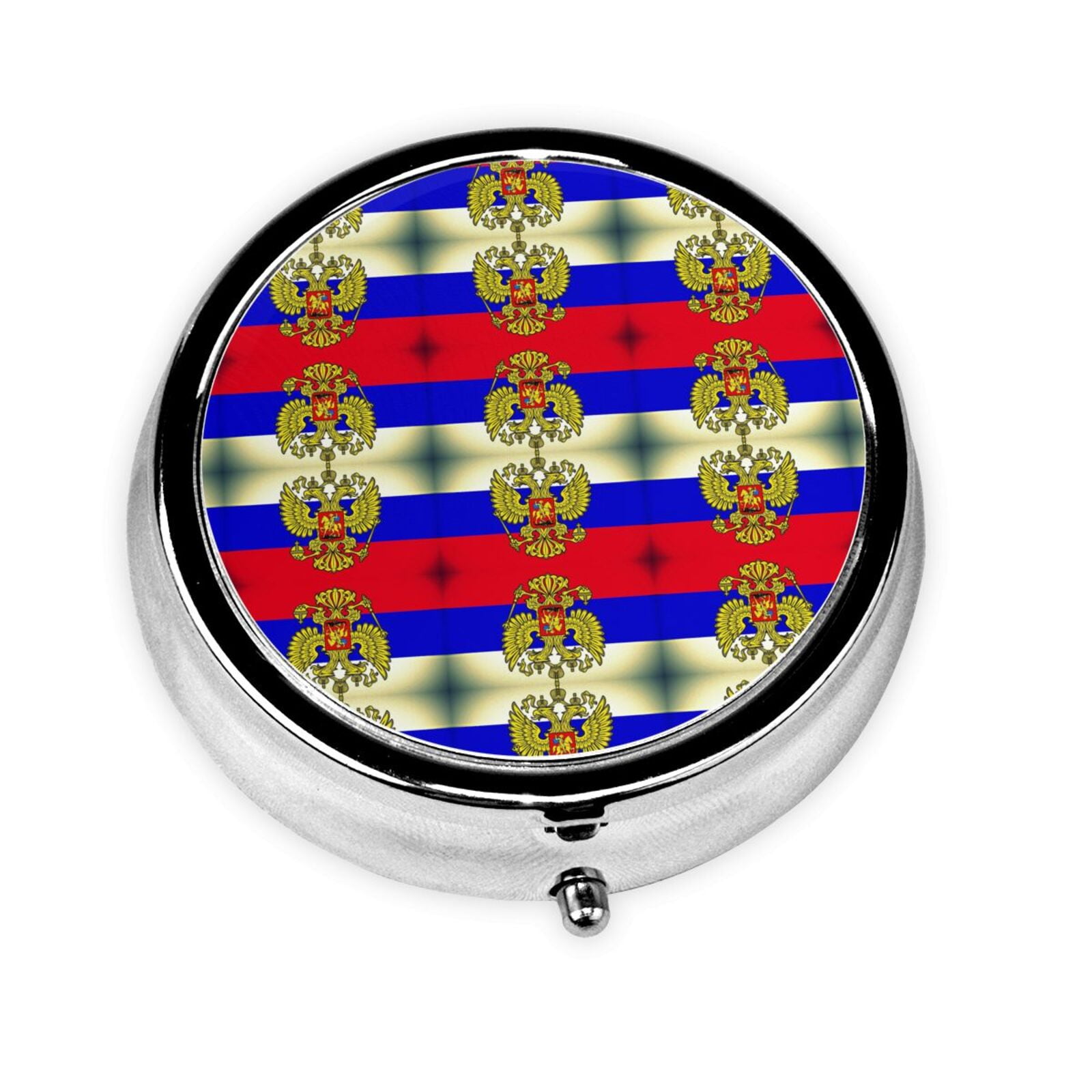Round Pill Box 3 Compartment Medicine Pill Case Russian Flag Portable ...