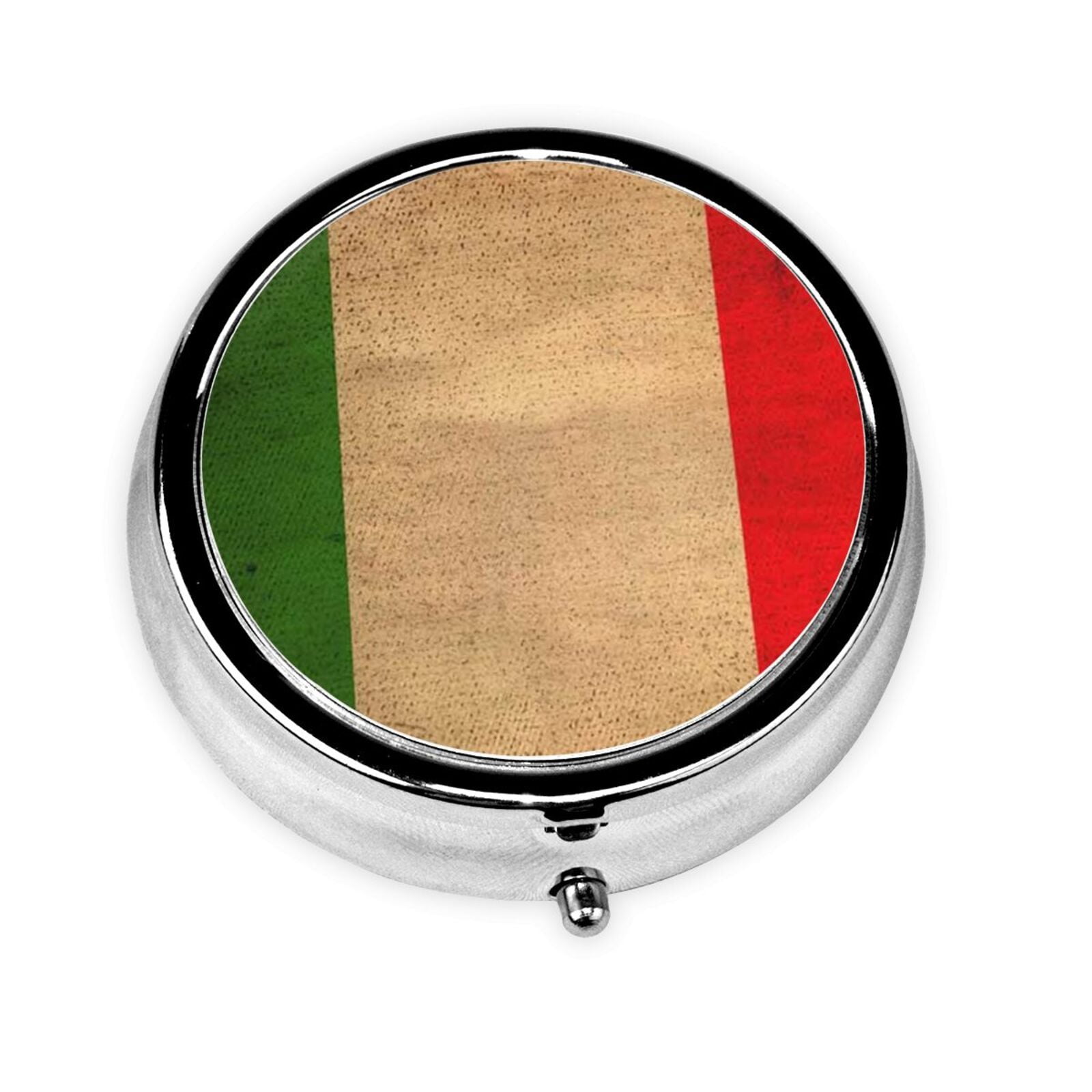 Round Pill Box 3 Compartment Medicine Pill Case Vintage Italian Flag ...