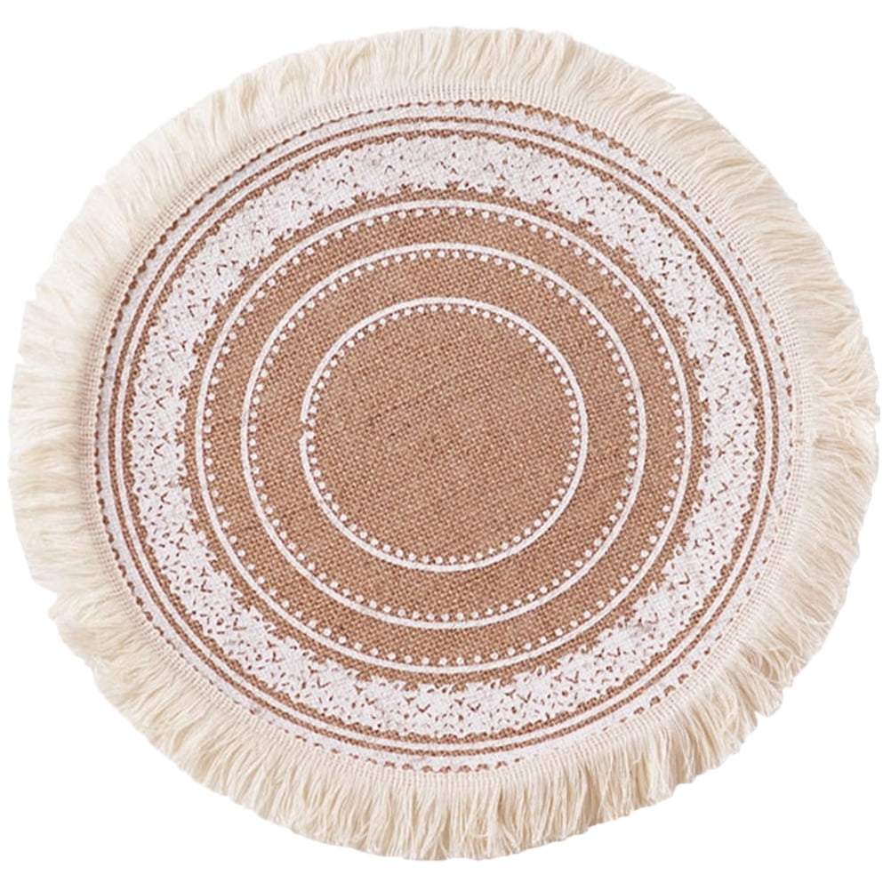 Round Placemat Dining Tables Heat Insulation Linen Table Mat Farmhouse ...