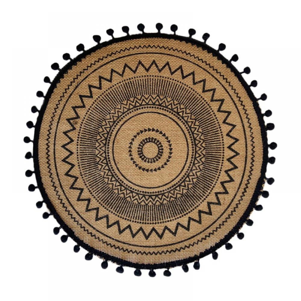 Round Placemats, 15" Circle Burlap Place Mats with Tassels, Mandala ...