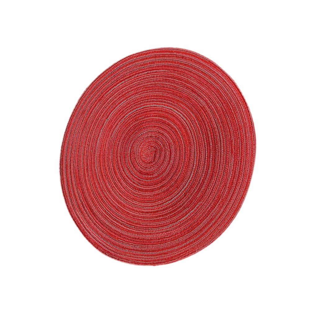Round Cotton Linen Placemats Set of 4, Red Circular Table Mats for ...