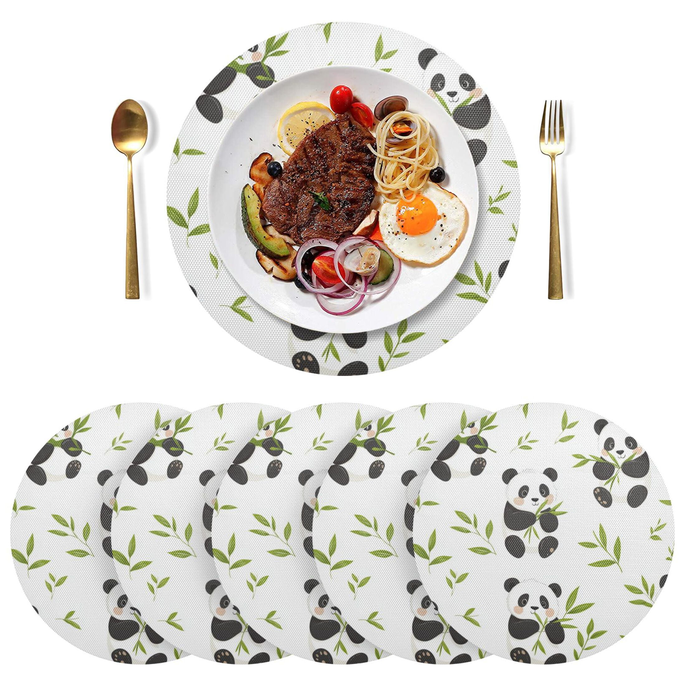 Round Placemats Plate Mats 15 Inch Non-Slip Heat Resistant Washable PVC ...