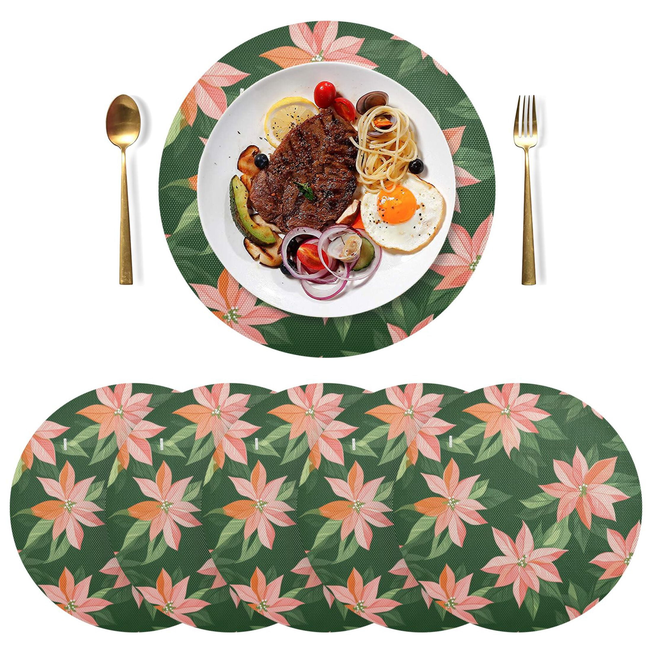 Round Placemats Plate Mats 15 Inch Non-Slip Heat Resistant Washable PVC ...