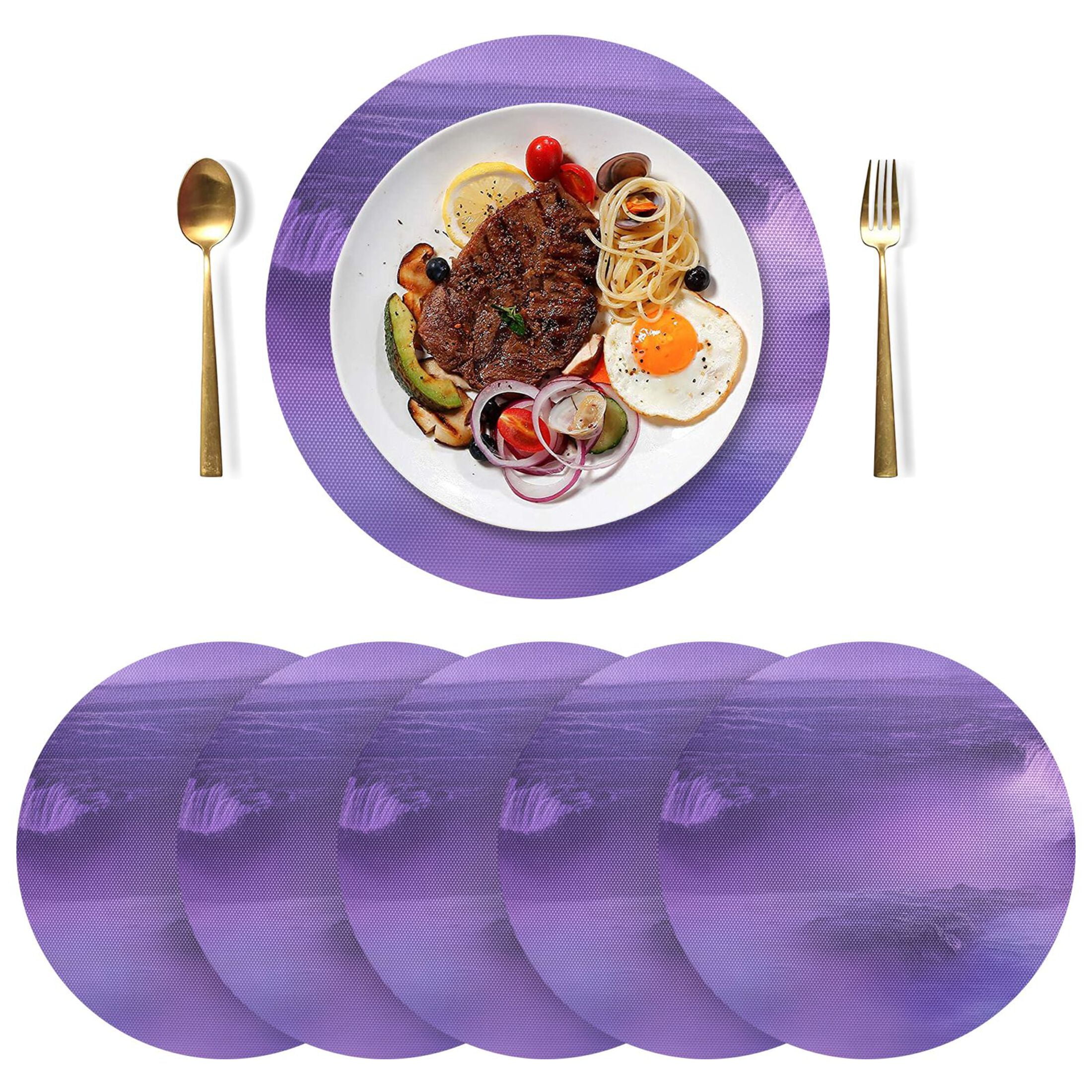 Round Placemats Plate Mats 15 Inch Non-Slip Heat Resistant Washable PVC ...