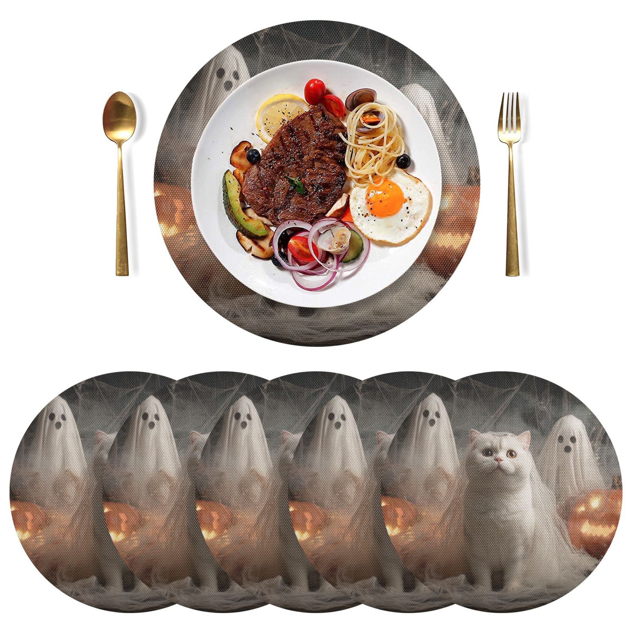 Round Placemats Plate Mats 15 Inch Non-Slip Heat Resistant Washable PVC ...