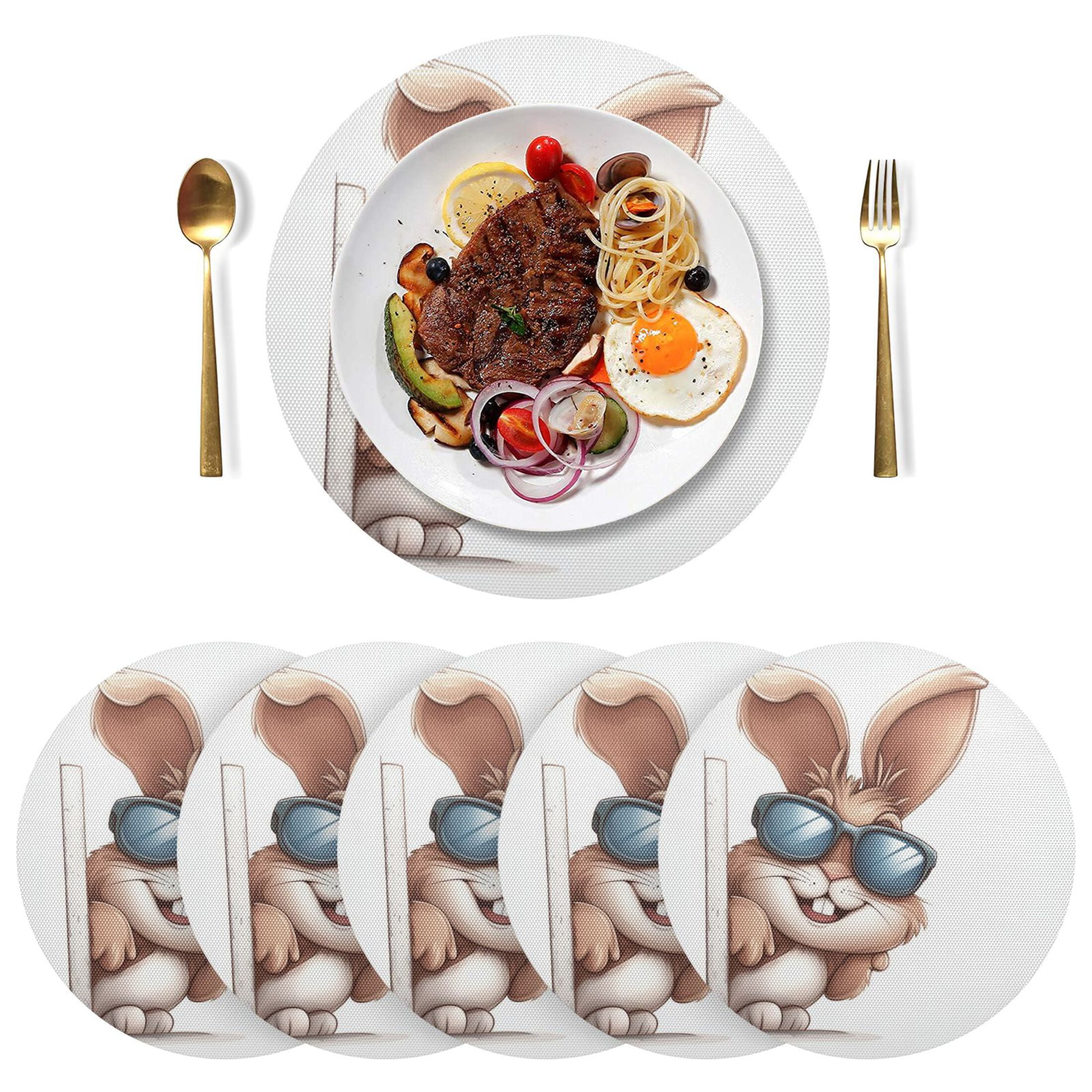 Round Placemats Plate Mats 15 Inch Non-Slip Heat Resistant Washable PVC ...